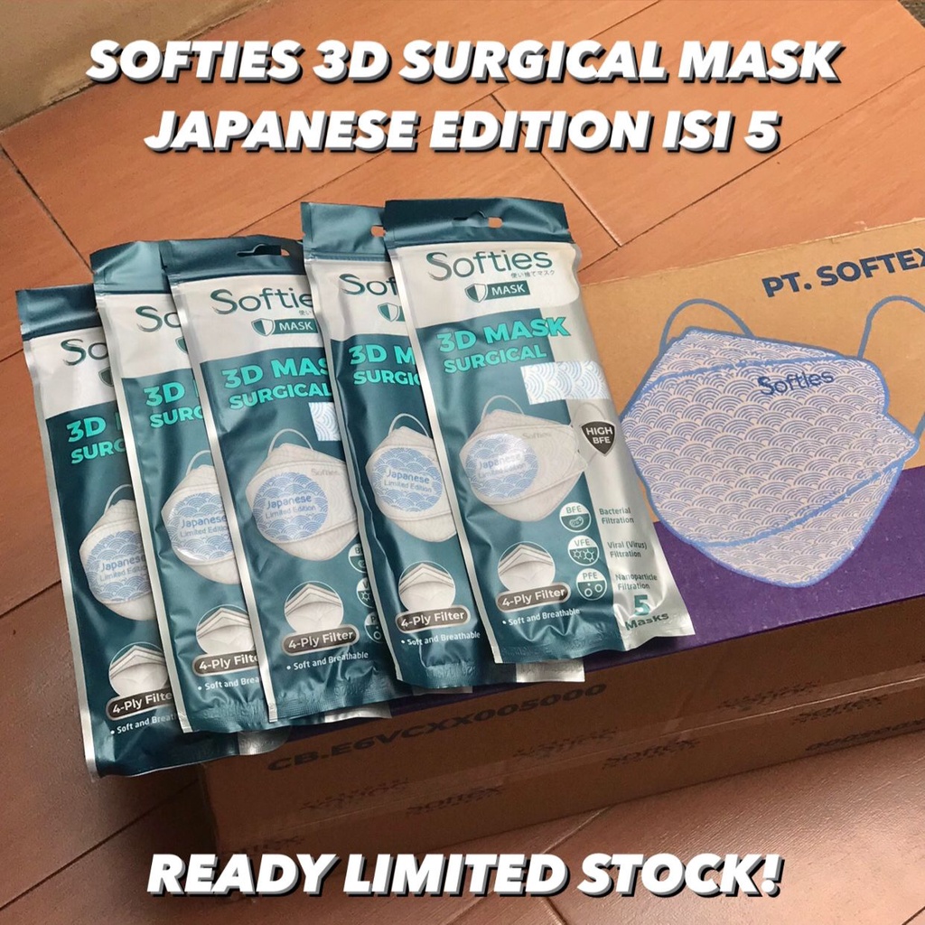 Jual SOFTIES SURGICAL MASK 3D KF94 MOTIF BATIK JEPANG / PUTIH LIMITED ...