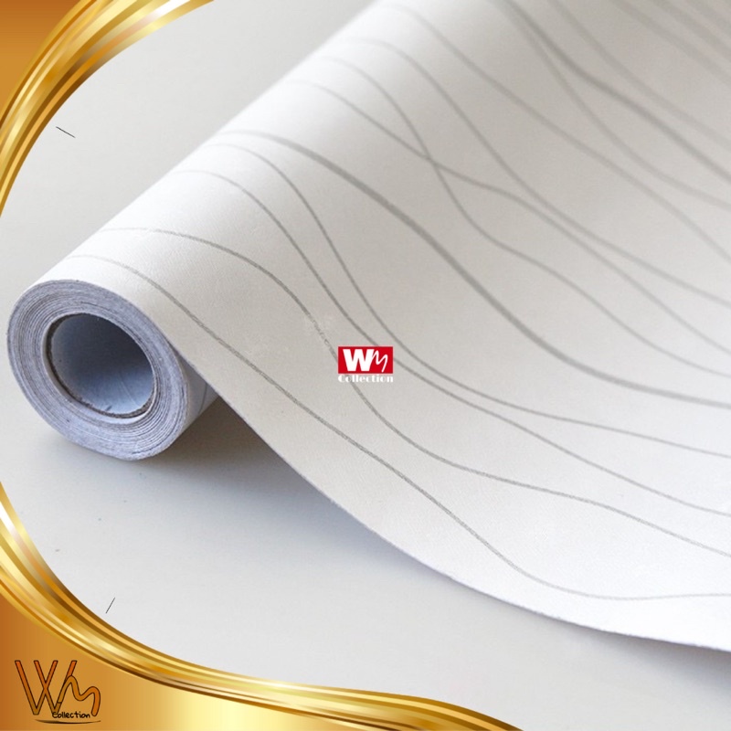 Jual Wallpaper Dinding Motif Salur Silver Mewah Gelombang 45cm x 100cm Wallpaper Sticker Motif ...