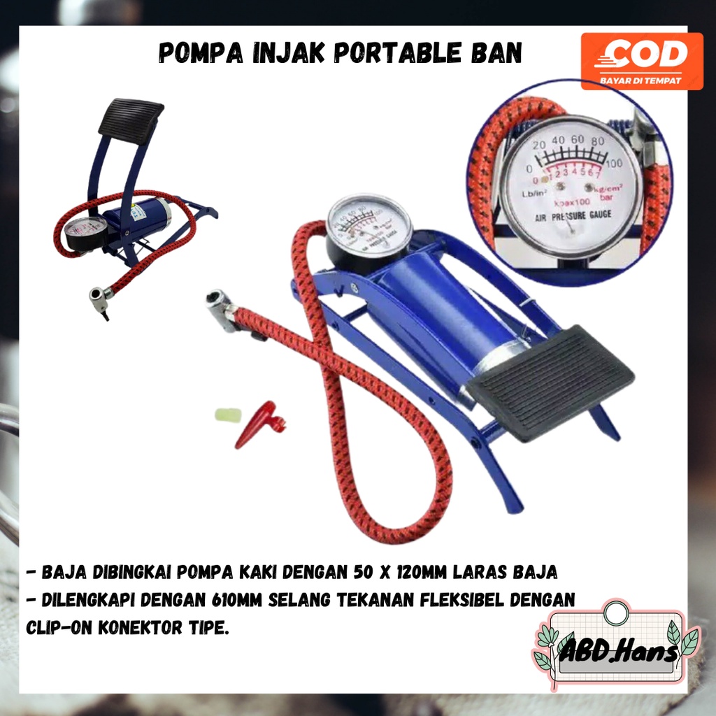 Jual (Hans) Pompa Injak Kaki Portable Ban Motor Mobil Sepada Bola Pompa ...