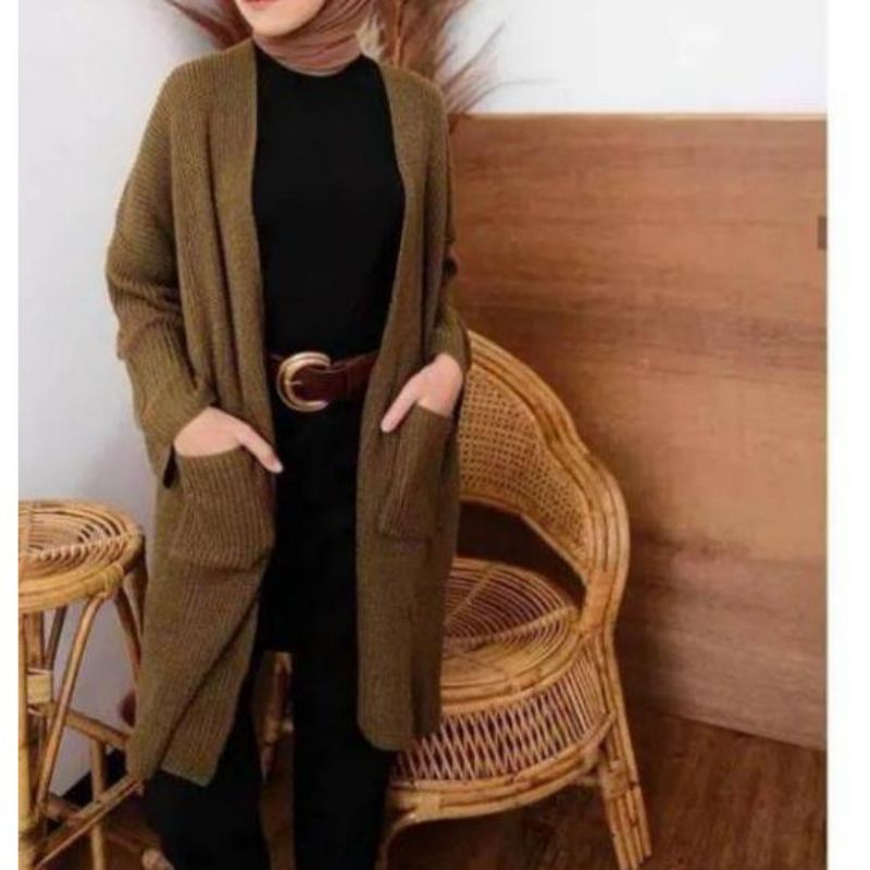 Jual Oversized Long Cardy Lavella Premium/Cardigan Rajut Wanita | Shopee Indonesia