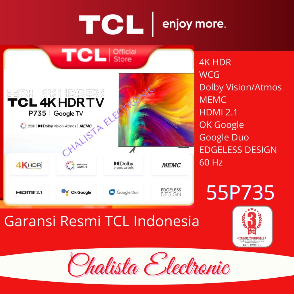 Jual TCL 55P735 (2022) 55 inch UHD 4K SMART LED TV Android 11 Dolby ...