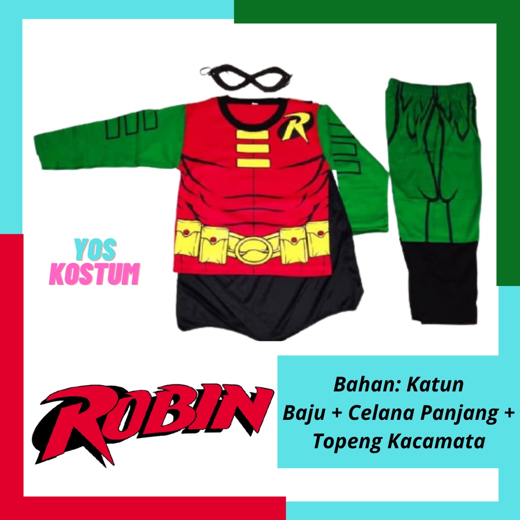 Jual Kostum Anak Cowok Robin Superhero Baju Kaos Setelan Panjang Laki ...