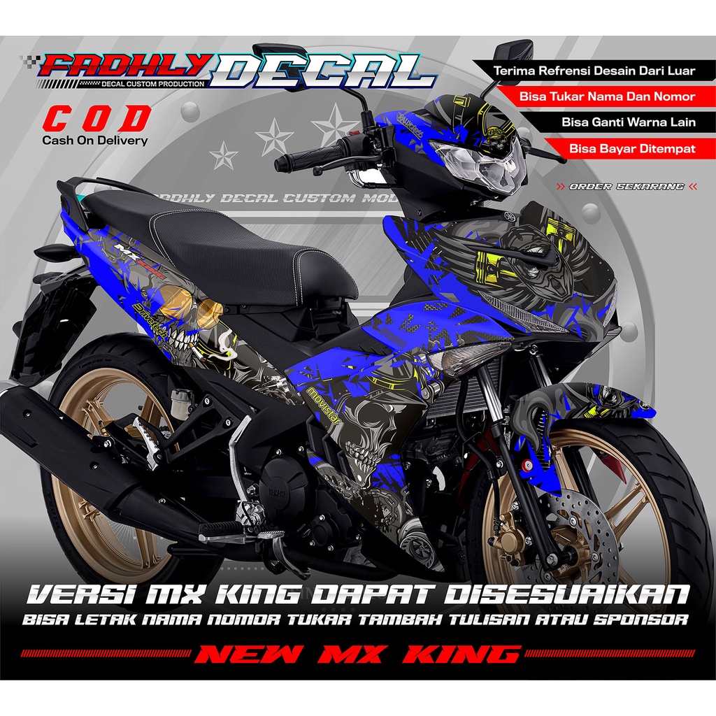 Jual Decal stiker MX KING fullbody Biru Skull Keren sticker Fullbody ...