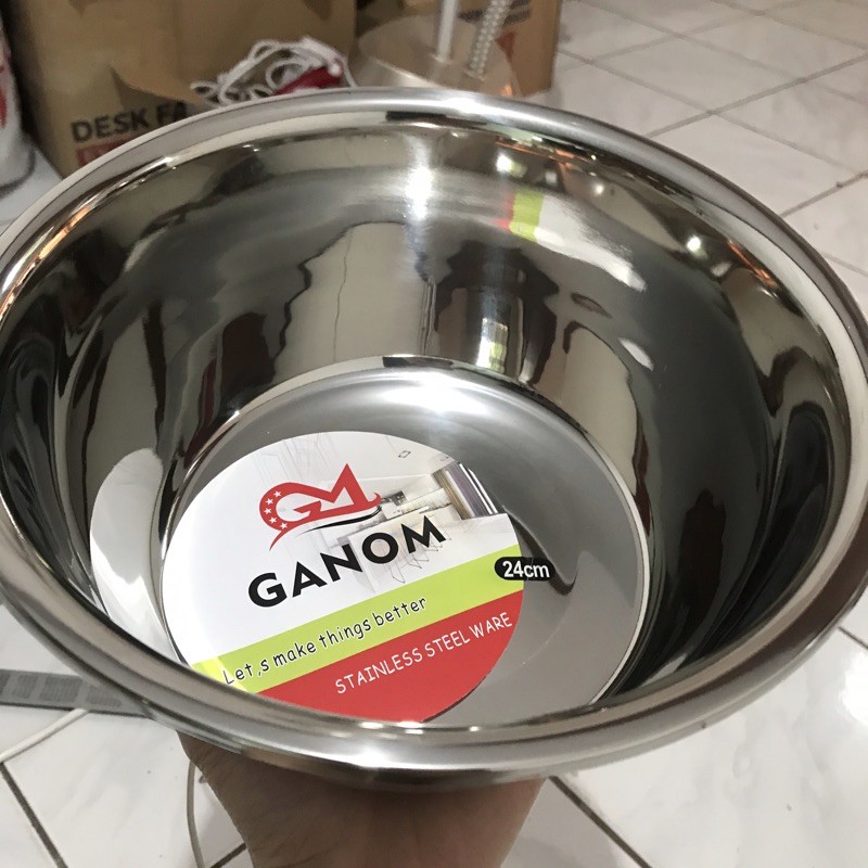 Jual Mangkok Stainless Steel Ganom/Baskom Korea/Bowl Ware Cake Mix 24cm/Wadah Serbaguna/Tempat ...