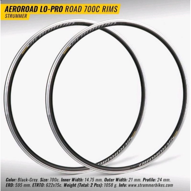 Jual Velg rims strummer aeroroad Lo Pro 700c 20/24 hole CNC profil 24 ...