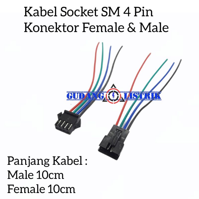 Jual Socket Terminal Kabel 4 Pin SM4 Konektor Kabel Plug EL Connector ...