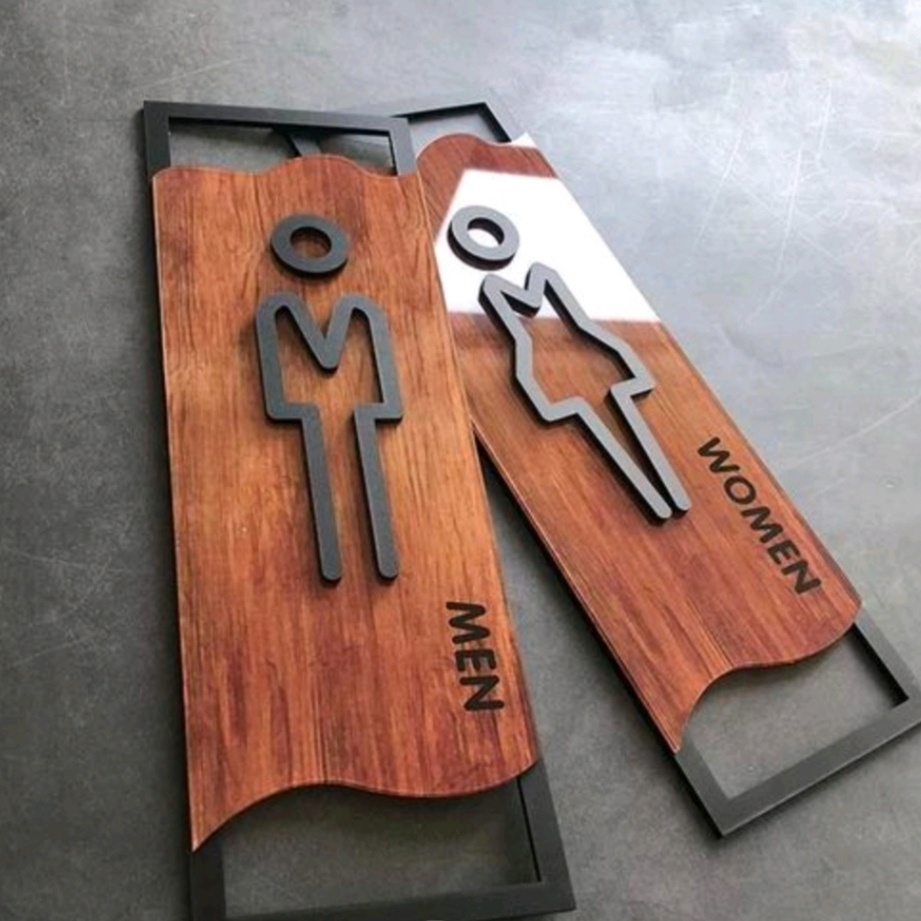 Jual Sign Board Papan Kayu Dekorasi Tanda Toilet Kamar Mandi Akrilik ...