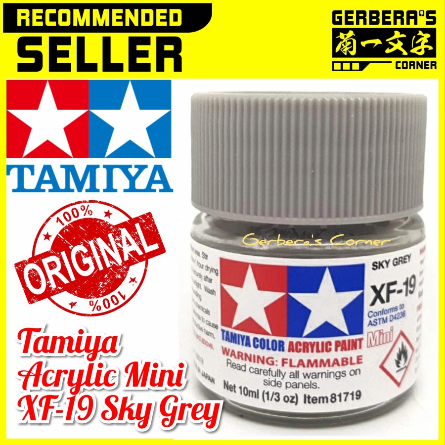 Jual Tamiya Acrylic Mini XF19 XF-19 Sky Grey Cat Gundam Kuas Airbrush ...