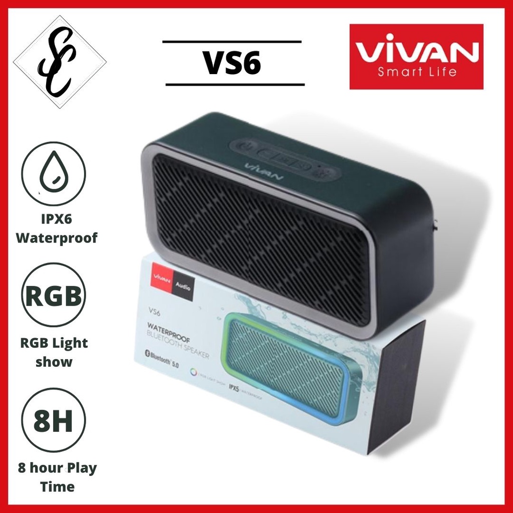 Jual Vivan VS6 Speaker Bluetooth With RGB Lighting Effect & Waterproof ...