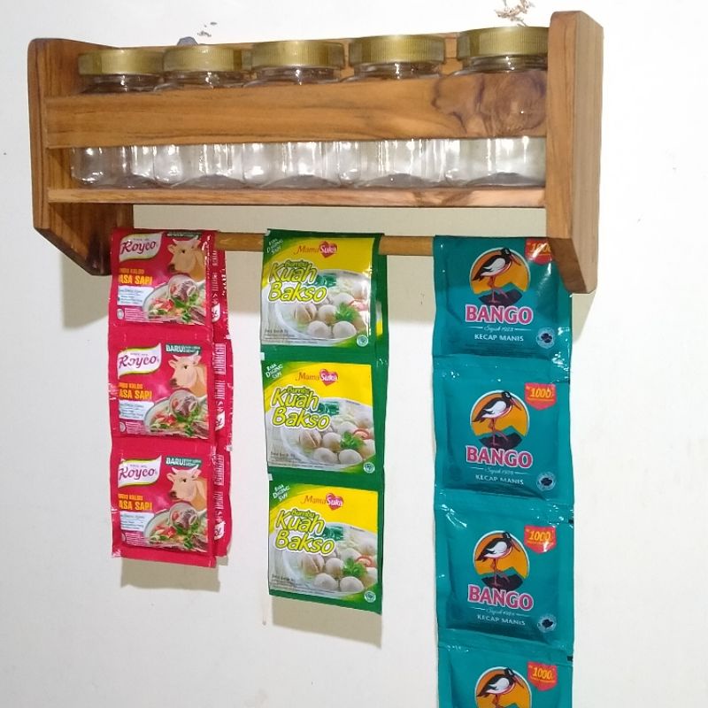 Jual Rak bumbu Gantungan serbaguna FREE 5 TOPLES rak dapur rak tempel ...