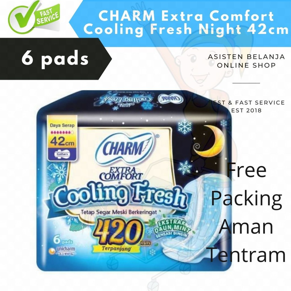 Jual Charm Cooling Fresh 42cm isi 6 Pads Natural Mint Wing Pembalut ...