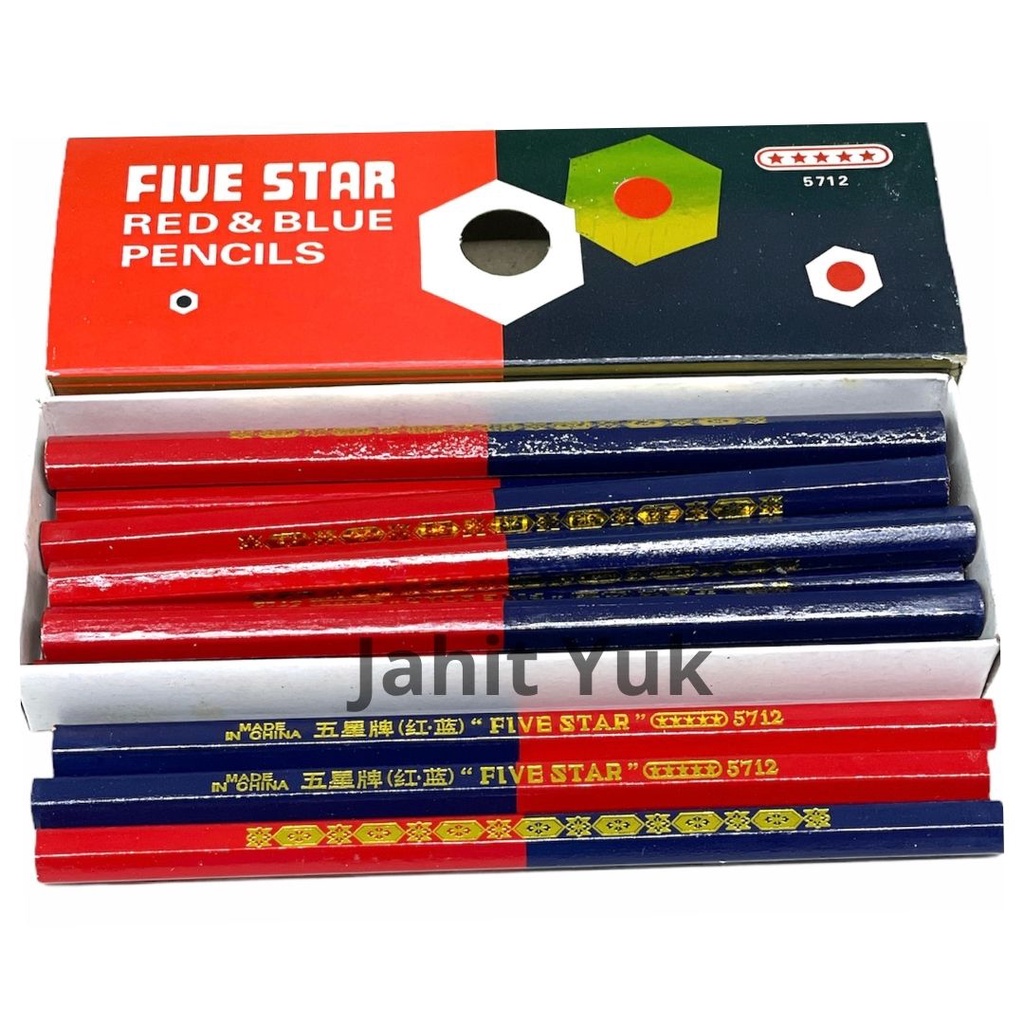 Jual Pensil Jahit Merah Biru / Pensil Penanda Bahan Ukuran Besar Five ...