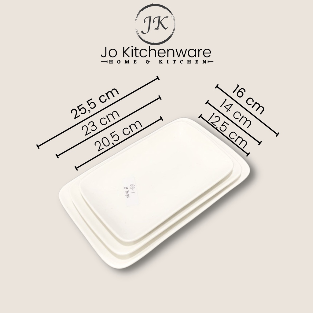 Jual Piring keramik persegi panjang besar putih polos tebal / 25,5 cm ...