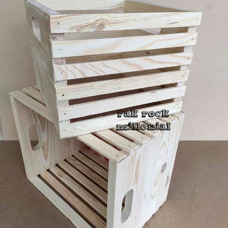 Jual Wooden Crate 40x25x30 Box Kayu Serbaguna | Peti Kayu | Keranjang ...