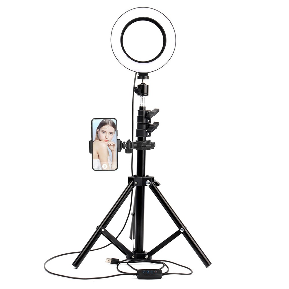 Jual Ring Light 16CM Tripod 1.6M Lampu Selfie Tiktok Make Up Vlog ...