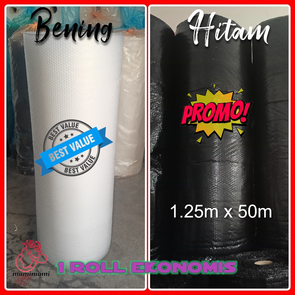 Jual Bubble Wrap Bening - Hitam 1 Roll FULL 1.25M x 50M Murah EKONOMIS ...