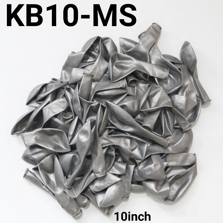 Jual KB10-MS Balon latex 10 inch 25 cm metalik tebal silver perak ...