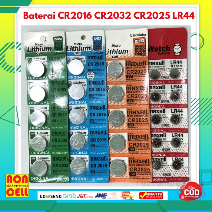 Jual baterai 3V lithium CR2016 CR2025 CR2032 Maxell batre kancing ...