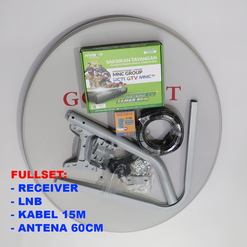 Jual Paket Parabola Mini 60 cm + Receiver Kvision + LNB + Kabel 15 M ...