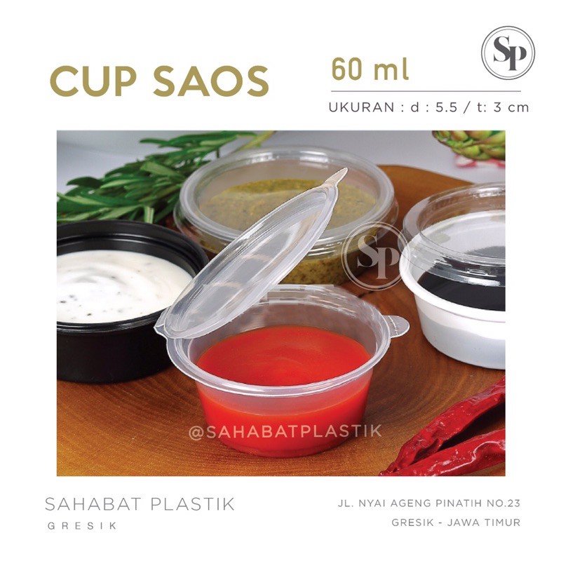 Jual 50 PCS CUP SAMBAL 60 ml/ tempat saos/ sauce container 5.5 cm ...