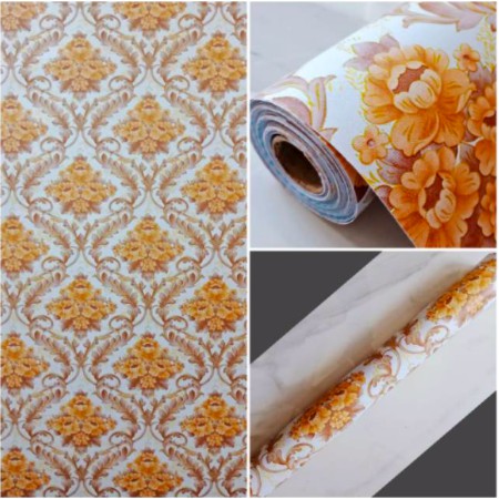 Jual GARUT -Wallpaper dinding ukuran 45 cm x 10 M Motif BUNGA BATIK GOLD KUNING (GARUT) | Shopee ...