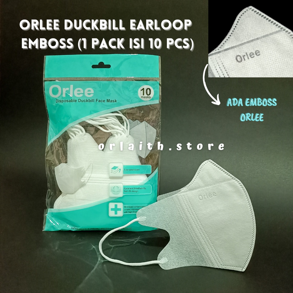 Jual MASKER ORLEE DUCKBILL EMBOSS EARLOOP & HEADLOOP (1 PACK ISI 10 PCS ...