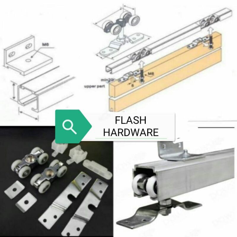 Jual Rel pintu geser Sliding sleding Roda gantung J3 (180cm) dan J4 ...