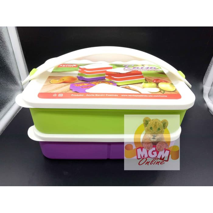 Jual Rantang Susun 2 Segipanjang ASVITA / Rantang Picnic 21CM | Shopee ...