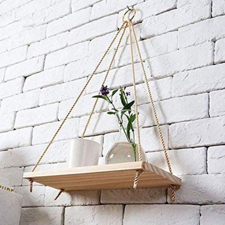 Jual rak papan kayu gantung tali macrame floating shelf 5G7 | Shopee ...