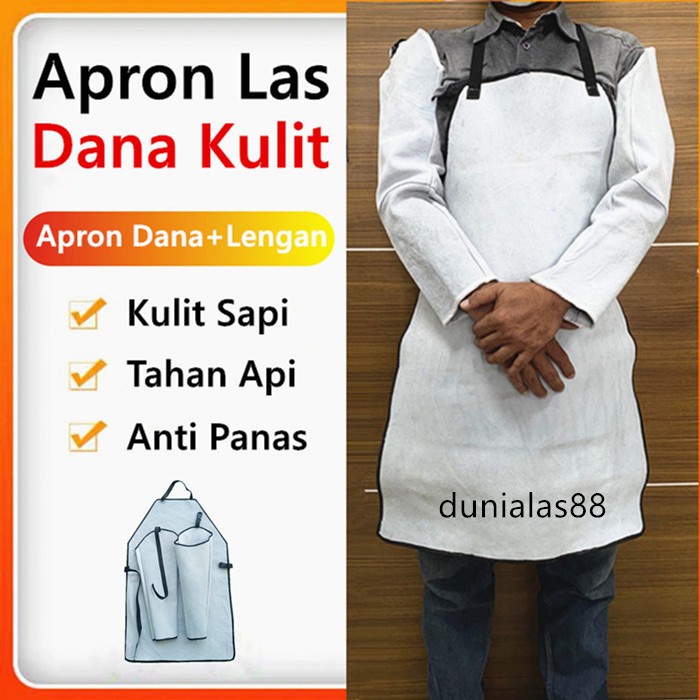 Jual Apron Las Dana dan Lengan Kulit Set Celemek Las Welding Sarung ...