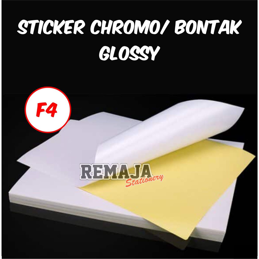 Jual Kertas Sticker / stiker Bontak/ Chromo Glossy ukuran F4 per pack ...