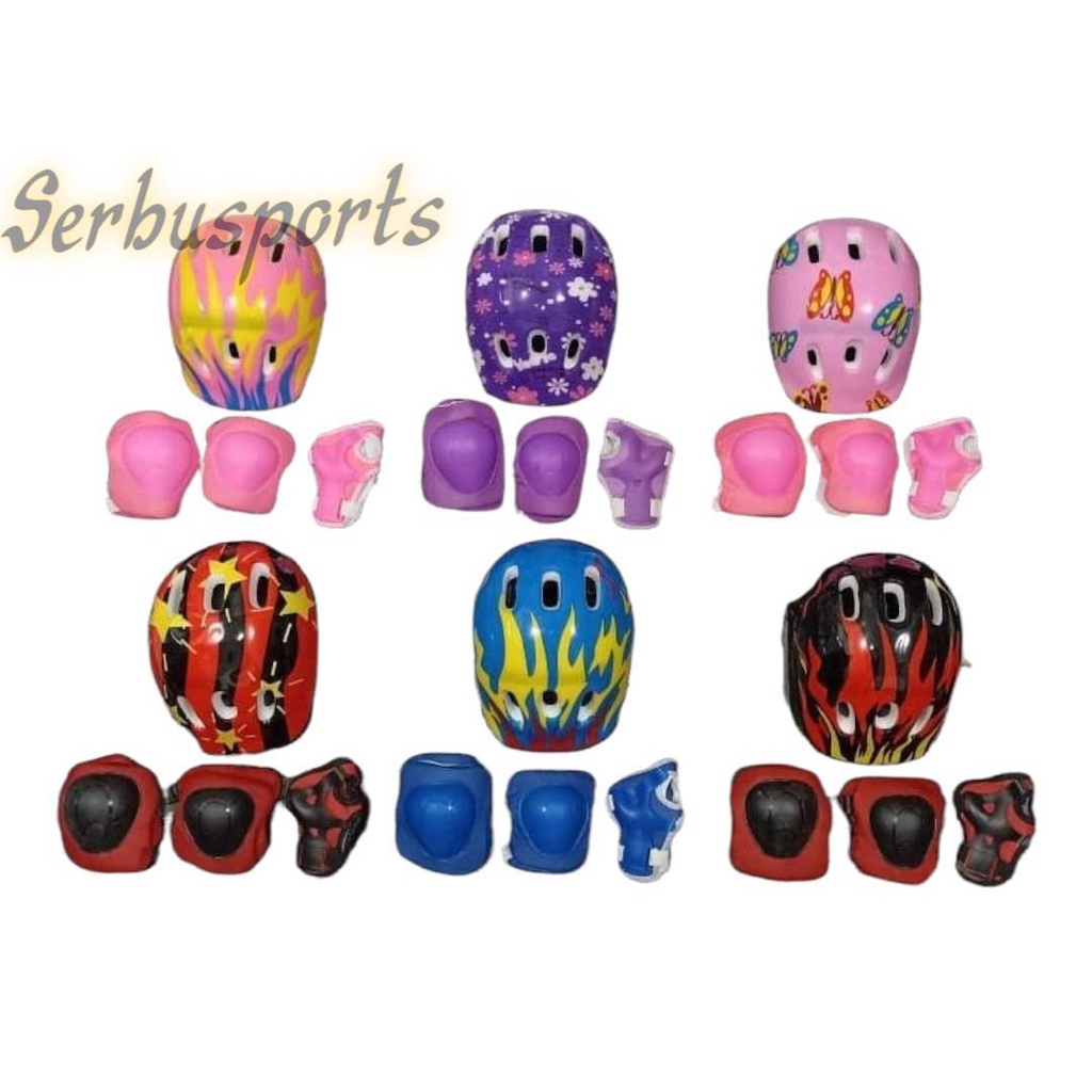 Jual HELM HELMET SEPEDA SEPATU RODA ANAK DAN DEKER PELINDUNG SATU SET ...