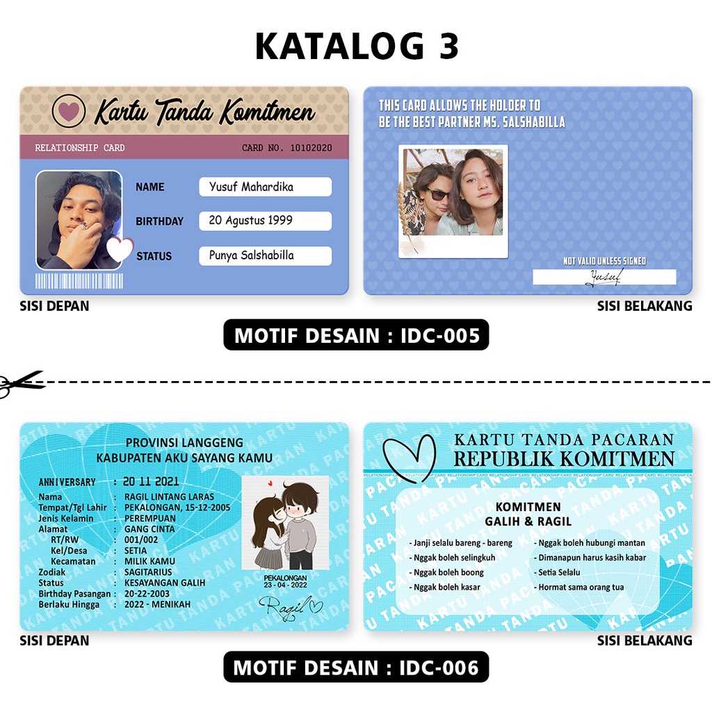 Jual [1pcs] Kartu Tanda Pacaran Custom | Kartu Tanda Komitmen | Kartu ...