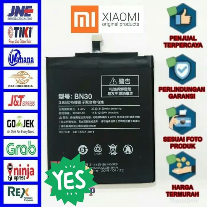 Jual Baterai Batre XiaoMi Redmi 4A BN 30 Original Original Batrai Battery Xiaumi Redmi 4A BN 30 ...