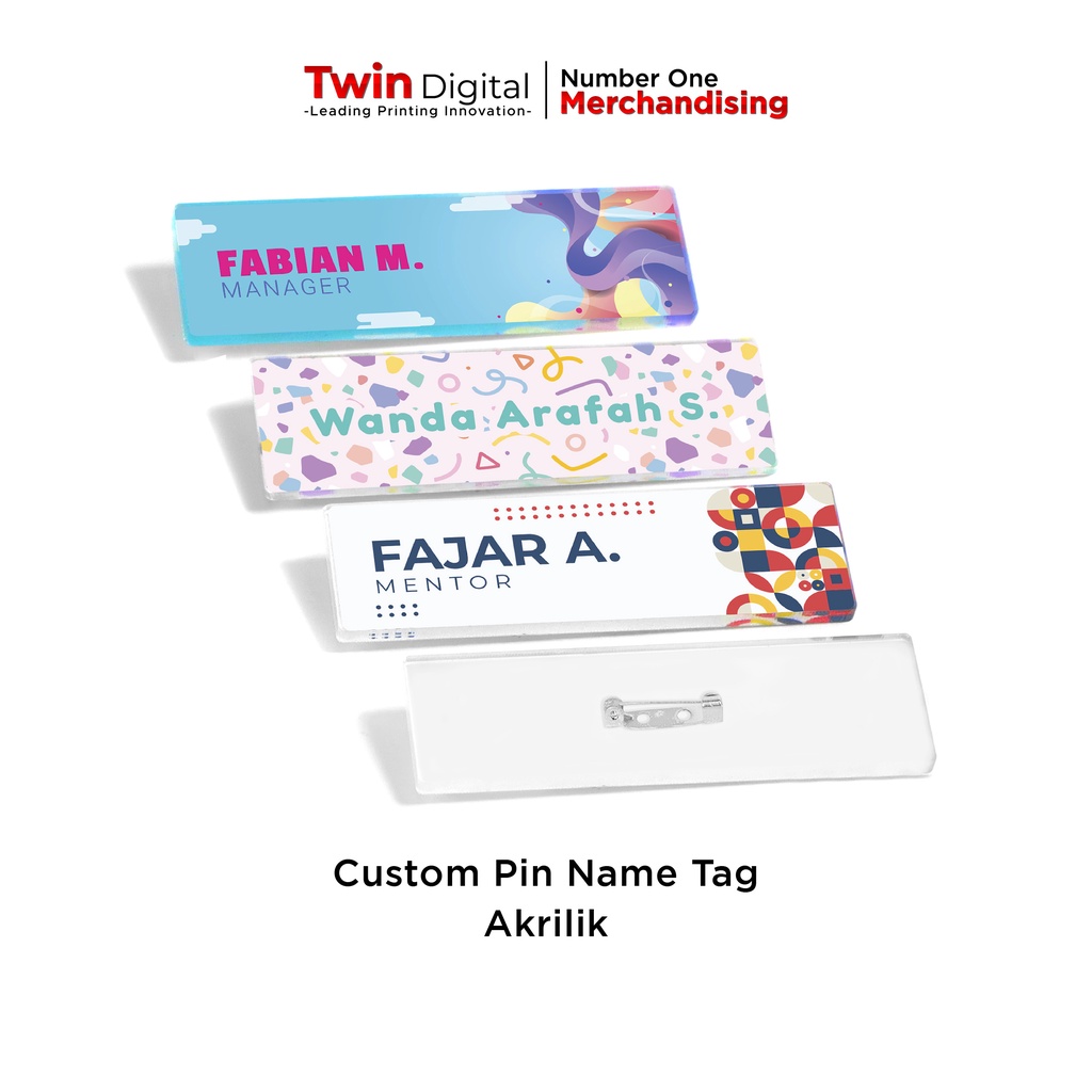 Jual Twindigital Custom Pin Name Tag Acrylic - Papan Nama Peniti ...