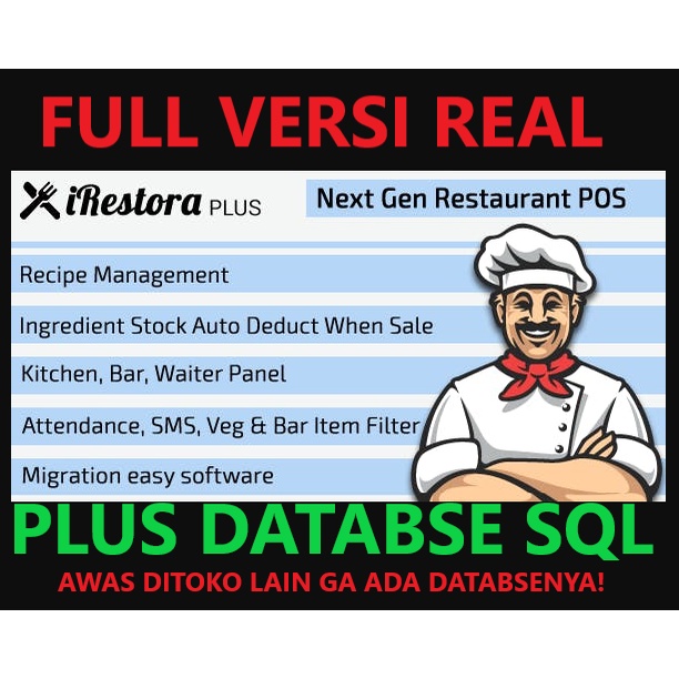 Jual APLIKASI SOFTWARE RESTO RESTORAN BERBASIS WEB FULL iRestora PLUS v ...