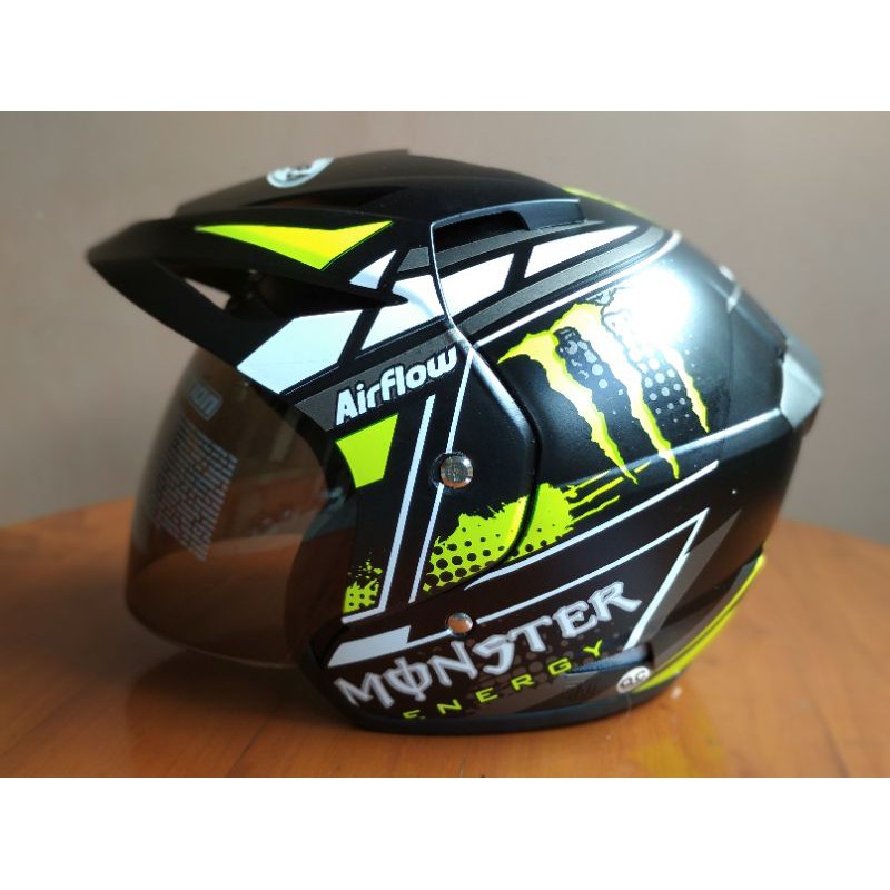 Jual HELM MOTOR SNI DEWASA HALF FACE HELM TAKIRA MOTIF MONSTER BLACK ...