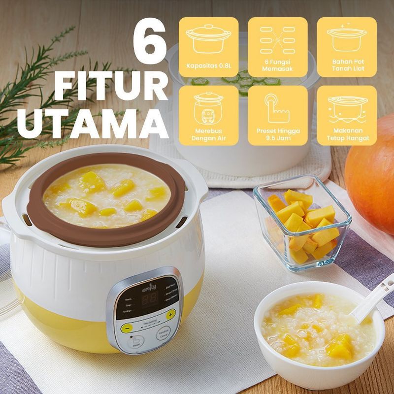 Jual EMILY slow cooker+steamer 0.8L | Shopee Indonesia