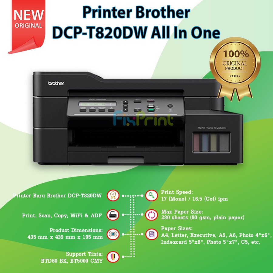 Jual Brother DCP-T820DW DCP T820dw Photo Print Borderless Tinta BTD60BK ...