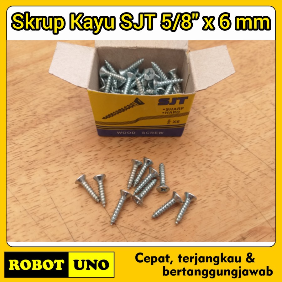 Jual Skrup Kayu SJT 5/8x6 mm Sekrup Baut Cacing Kayu Screw Wood Sharp ...