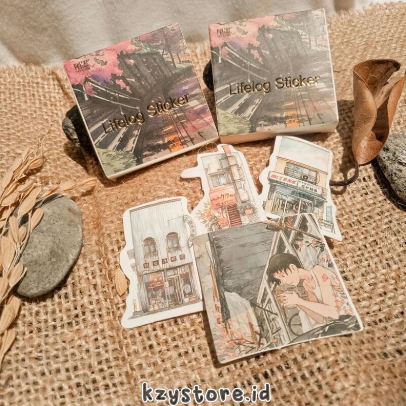 Jual Sticker aesthetic box japan series isi 45 pcs sticker peel off ...