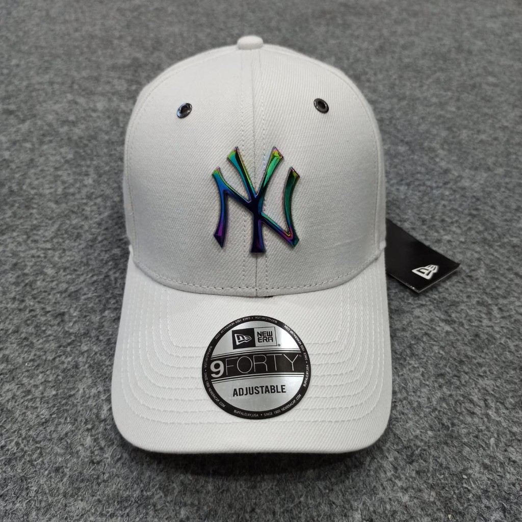 Jual G-004 Topi NY New era White Logo Rainbow Iron | Shopee Indonesia