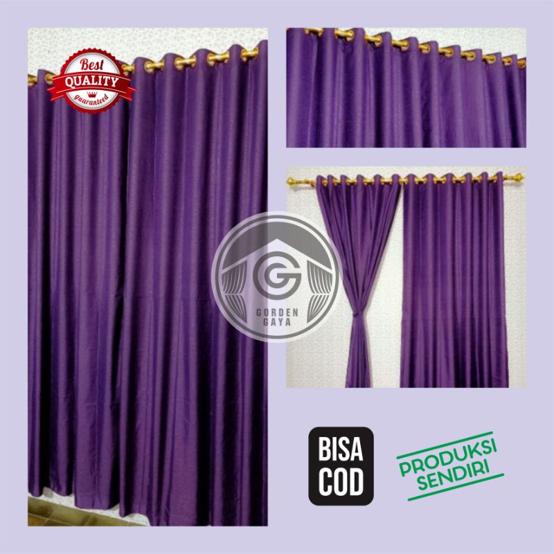 Jual Hordeng Jendela Dan Pintu Polos Embos Smokring Warna Ungu Gorden ...