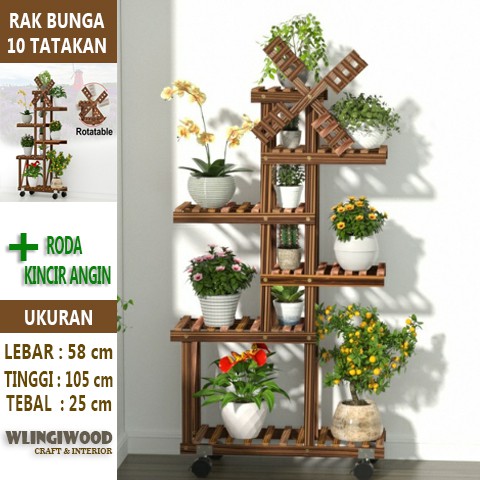 Jual RAK BUNGA KAYU 6 TATAKAN MINIMALIS (INCLUDE RODA+KINCIR) | Shopee ...