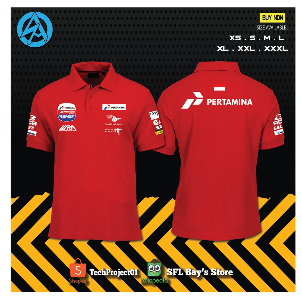 Jual New Polo Shirt Pertamina Mandalika SAG Racing Team Best QUality ...