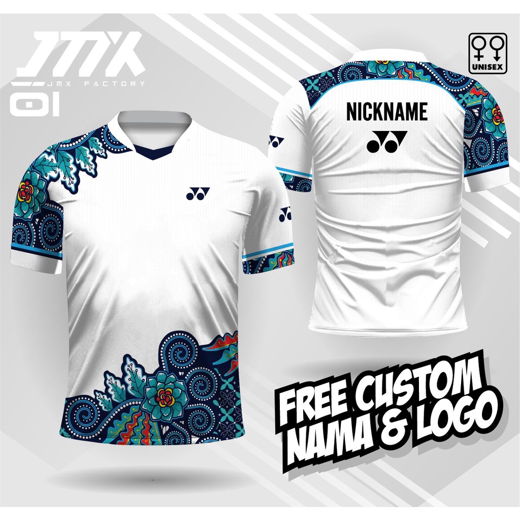 Jual jersey bulu tangkis batik jersey badminton kaos badminton free custom nama dan logo ...