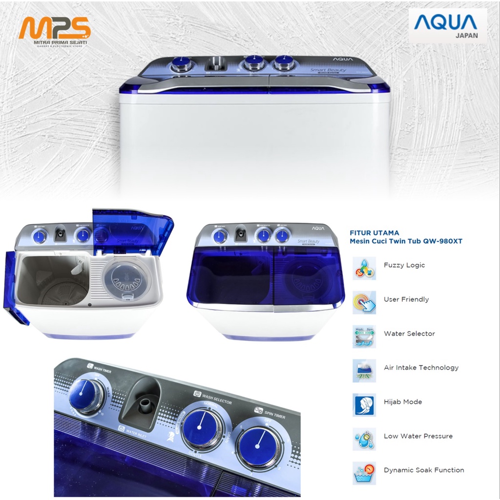Jual Mesin Cuci 2 Tabung Aqua QW-980 / 960 XT - 9 KG | Shopee Indonesia