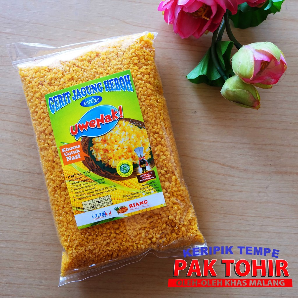 Jual Gatot Tiwul Gerit Jagung (nasi jagung) Heboh Instan 400gr | Shopee ...