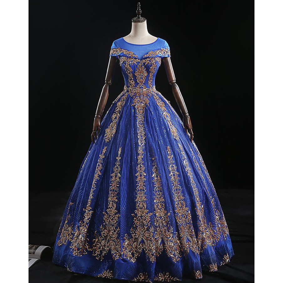 Jual Gaun Pengantin 1909019 Biru Sabrina Wedding Gown Dress | Shopee ...