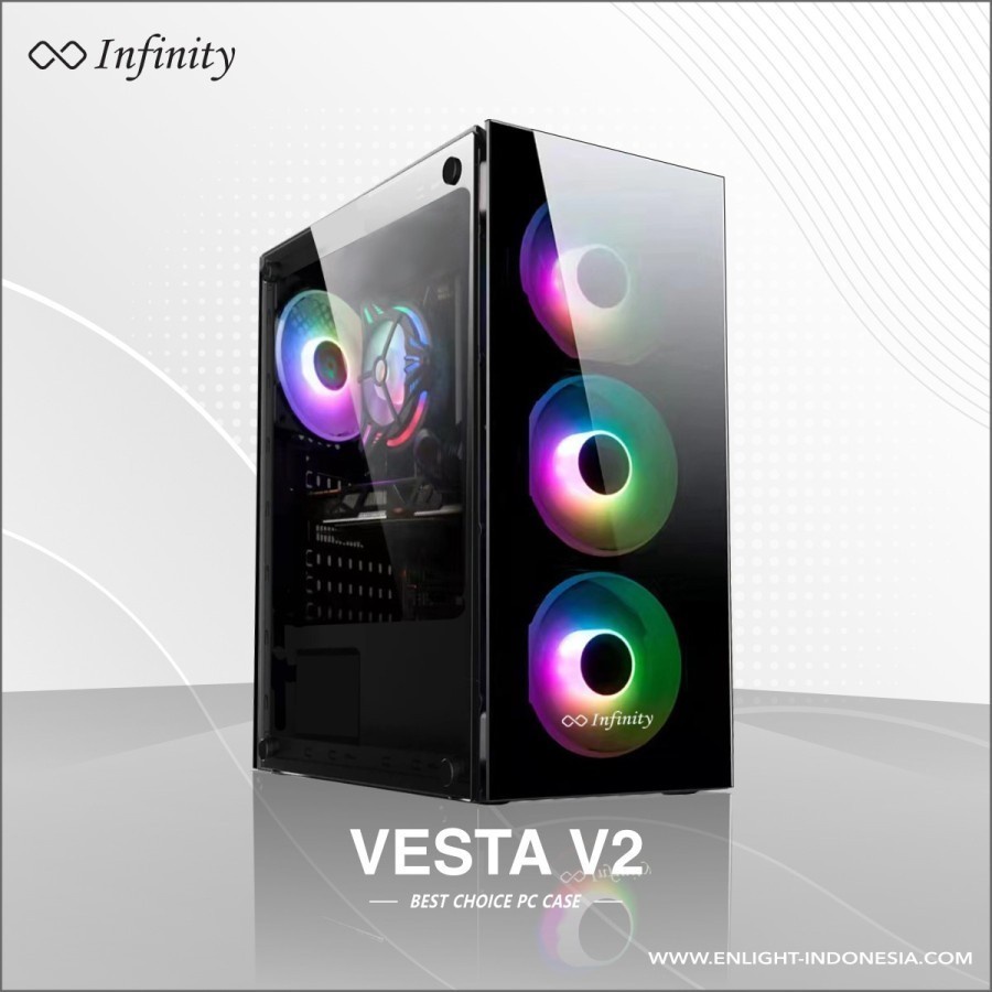 Jual Casing PC Infinity Vesta V2 ATX Tempered Glass (Include 4 Fan ...